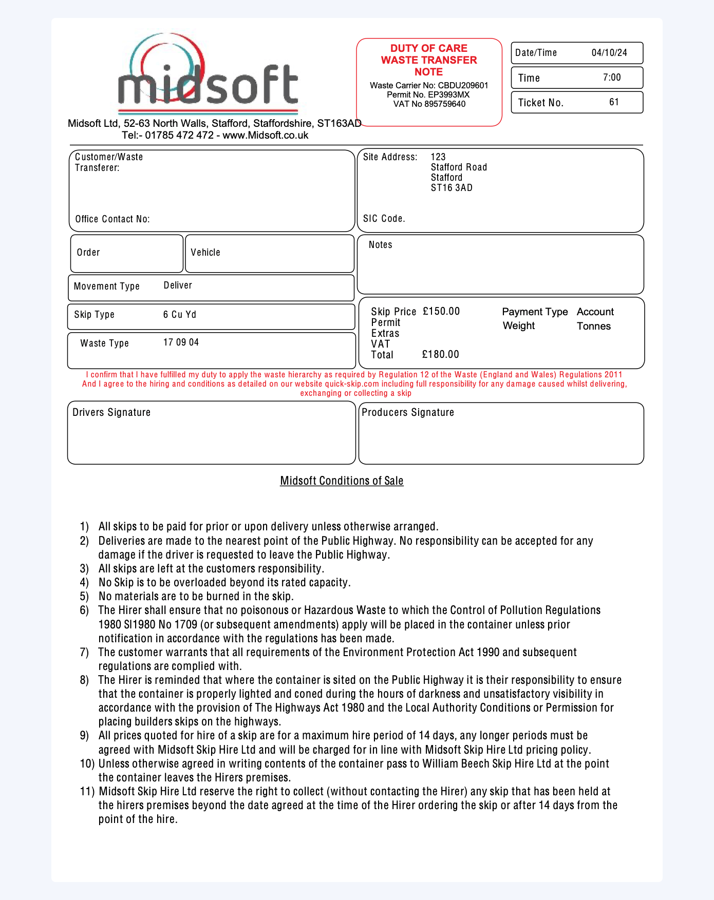 Skip Hire Software - Midsoft