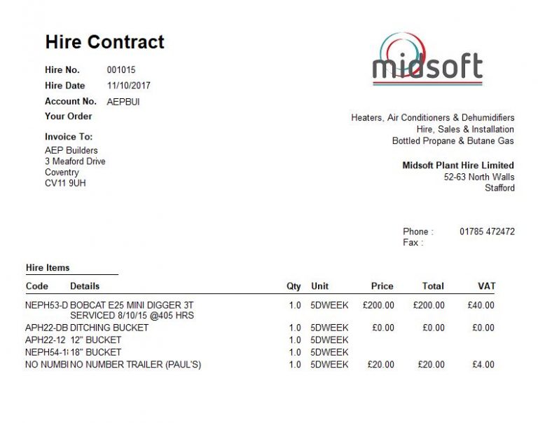 Plant and Tool Hire Software - Midsoft